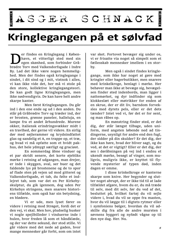 Kringlegangen på et sølvfad - Asger Schnack - KULTURINFORMATION Litteratur
